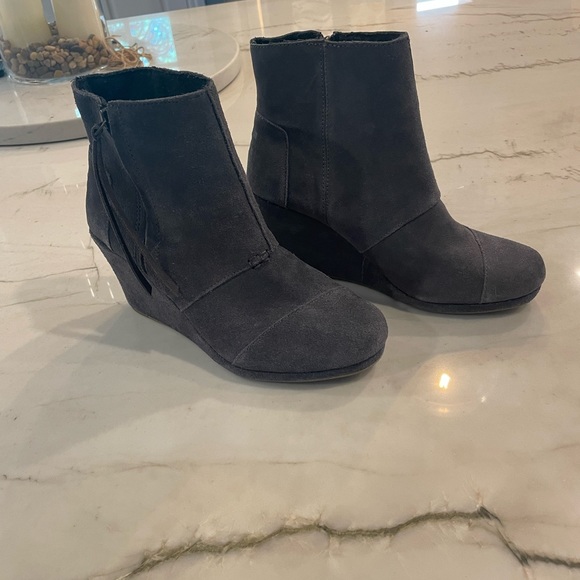 Toms | Shoes | Toms Suede Leather Wedge Booties | Poshmark